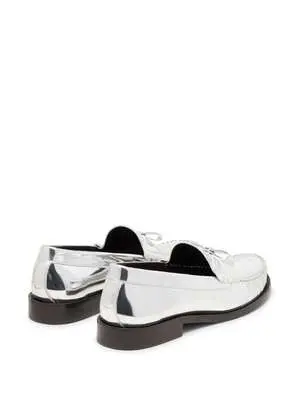 STUART WEITZMAN Lottie Bow Loafers - Silver
