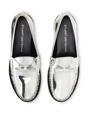 STUART WEITZMAN Lottie Bow Loafers - Silver