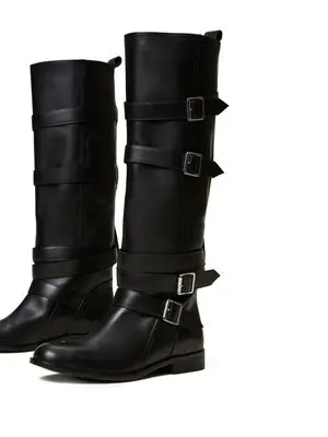 TWINSET Buckle-strap Leather Boots