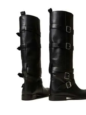 TWINSET Buckle-strap Leather Boots