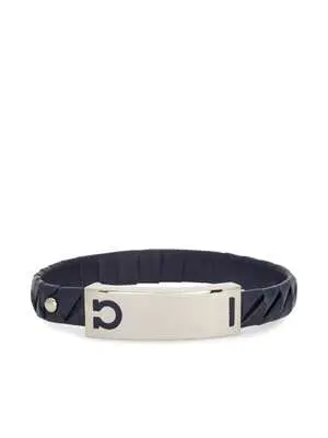 FERRAGAMO Gancini Leather Bracelet - Blue