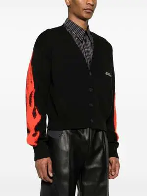 Givenchy Flame-intarsia Logo-embroidered Cardigan - Black