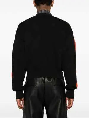 Givenchy Flame-intarsia Logo-embroidered Cardigan - Black