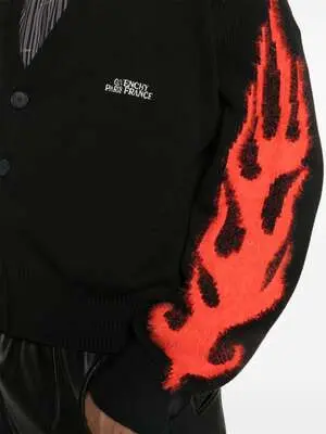 Givenchy Flame-intarsia Logo-embroidered Cardigan - Black