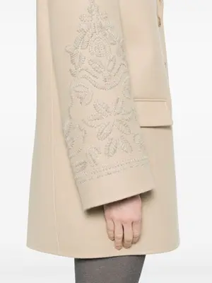 Ermanno Scervino Floral-embroidered Virgin Wool Coat
