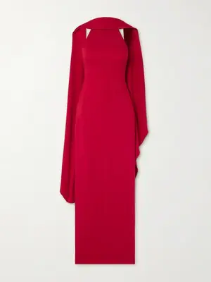 Solace London Emerson Draped Halterneck Gown - Red