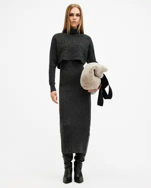 over the shoulder knit dress Winter Wonder Off-Shoulder Knit Maxi Dress Mocha main image 0