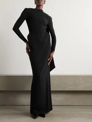 Balenciaga Cape-effect Open-back Crepe Gown
