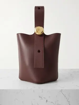 Loewe Pebble Mini Leather Bucket Bag - Burgundy