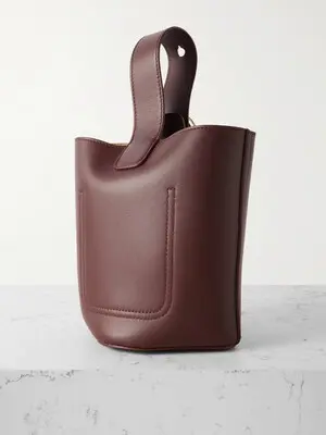 Loewe Pebble Mini Leather Bucket Bag - Burgundy