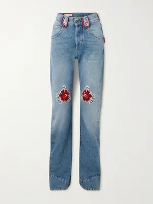 MOLLY GODDARD Cora Embroidered Straight-leg Jeans