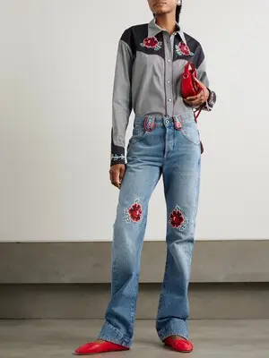 MOLLY GODDARD Cora Embroidered Straight-leg Jeans