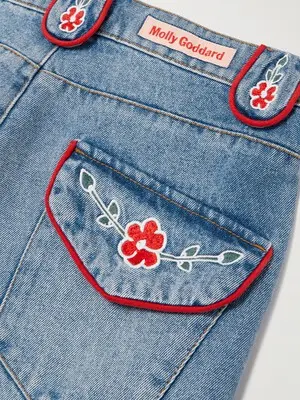 MOLLY GODDARD Cora Embroidered Straight-leg Jeans