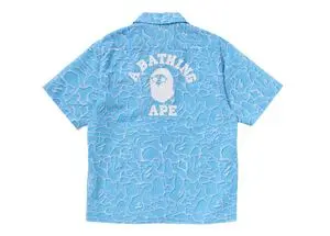 A BATHING APE Abc Sea Surface Camo Open Collar Short Sleeve Shirt