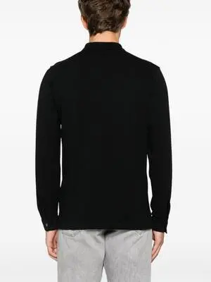 Sunspel Piqué Long-sleeves Polo Shirt - Black