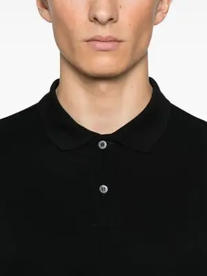 Sunspel Piqué Long-sleeves Polo Shirt - Black