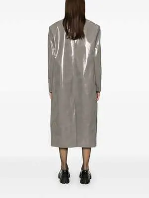 MSGM Faux-leather Long Coat - Grey