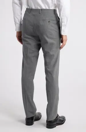 JACK VICTOR Patrick Flat Front Stretch Wool Dress Pants - Medium Grey
