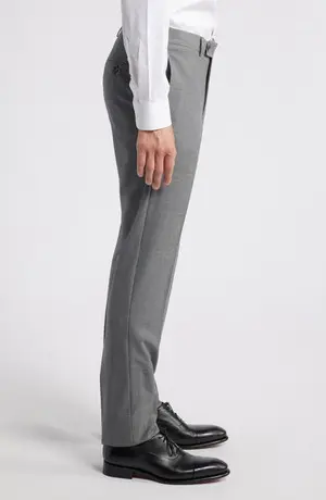 JACK VICTOR Patrick Flat Front Stretch Wool Dress Pants - Medium Grey