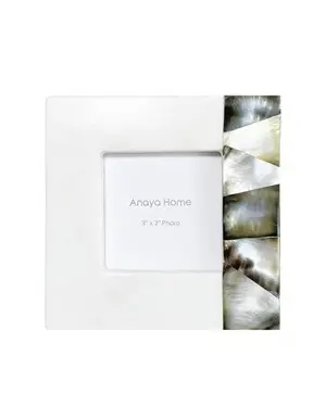 Anaya Grey Mother Of Pearl Marble Picture Frames - White