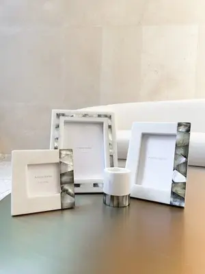 Anaya Grey Mother Of Pearl Marble Picture Frames