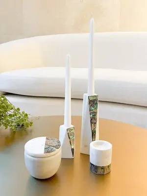 Anaya Rainbow Pearl Marble Candle Holder