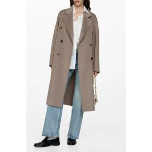 Mango Picarol Oversized Double Breasted Wool-blend Coat - Medium Brown