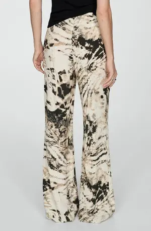 Mango Animal Print Wide Leg Trousers