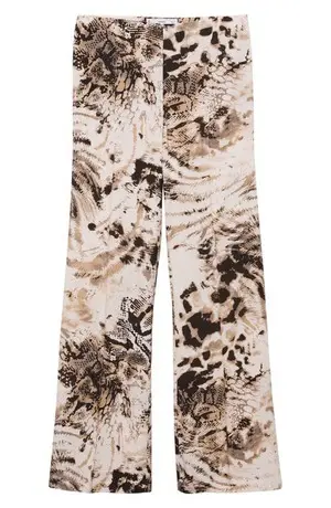 Mango Animal Print Wide Leg Trousers
