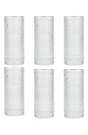 FORTESSA Jupiter Set Of 6 Gold Rim Collins Glasses - Clear