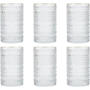FORTESSA Jupiter Set Of 6 Gold Rim Beverage Glasses - Clear
