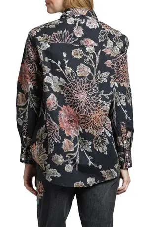 APNY Boyfriend Poplin Button-up Shirt - Black Multi
