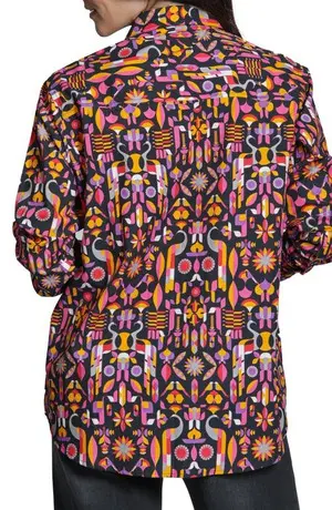 APNY Boyfriend Poplin Button-up Shirt - Pink Multi