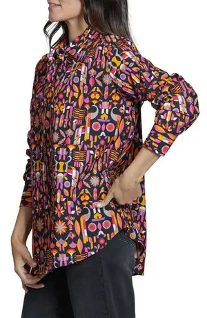 APNY Boyfriend Poplin Button-up Shirt - Pink Multi