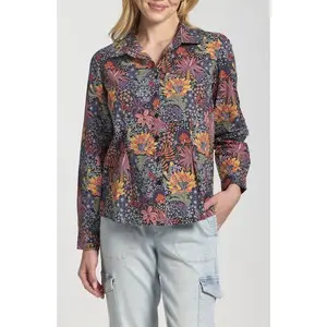 APNY Print Poplin Shirt - Plum Multi