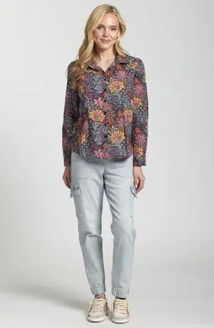 APNY Print Poplin Shirt - Plum Multi