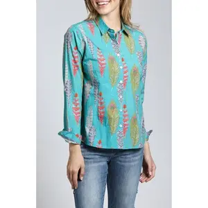 APNY Print Poplin Shirt - Turquoise Multi