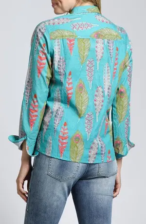 APNY Print Poplin Shirt - Turquoise Multi