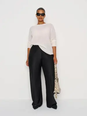 Women's Black Satin Pants