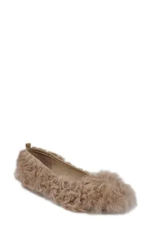 ARTISAN CRAFTED BY ZIGI Quincy Faux-fur Flat - Beige Leather