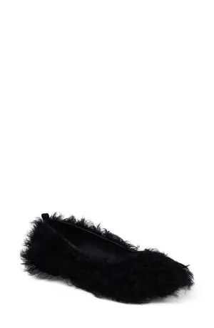 ARTISAN CRAFTED BY ZIGI Quincy Faux-fur Flat - Black Leather
