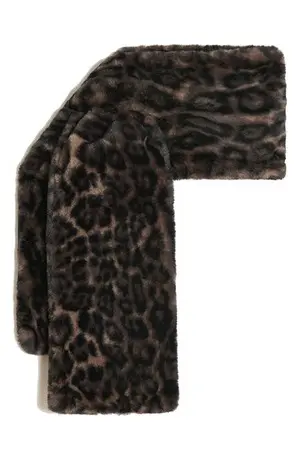 Apparis Kai Leopard Print Pluche™ Faux Fur Pull-through Scarf Dark Leopard