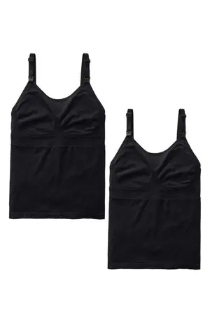 INGRID & ISABEL® 2-pack Nursing And Pumping Camisoles - Black/ Black