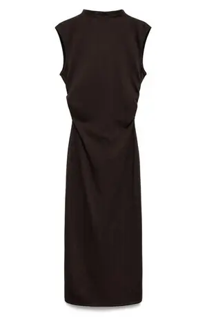 Mango Gathered Herringbone Stitch Knit Dress