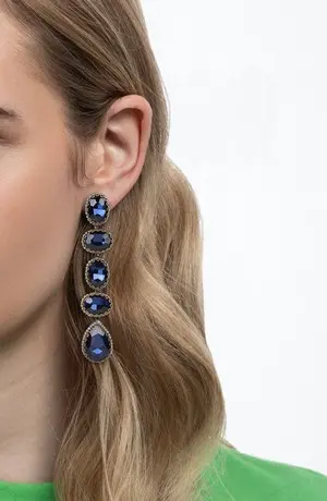 Deepa Gurnani Tyra Drop Earrings - Sapphire
