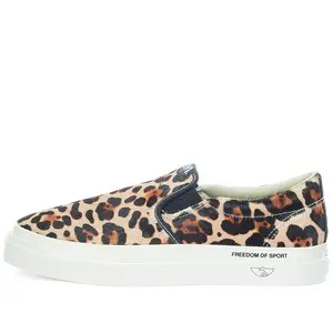 S.W.C STEPNEY WORKERS CLUB Print Pony Hair Slip-on Sneakers