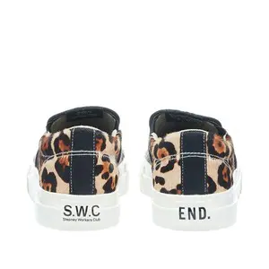 S.W.C STEPNEY WORKERS CLUB Print Pony Hair Slip-on Sneakers