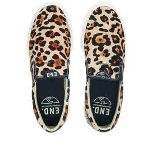 S.W.C STEPNEY WORKERS CLUB Print Pony Hair Slip-on Sneakers
