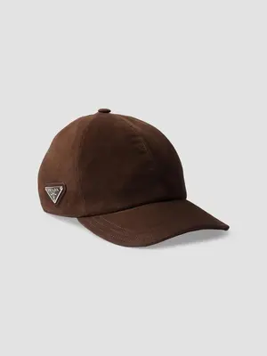 Prada Suede Baseball Cap Dark Brown