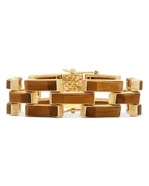 CAPUCINE DE WULF Pathway Teak Link Bracelet - Brown/gold